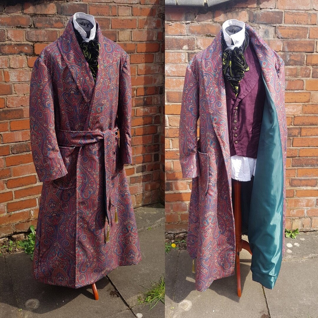 Victorian Sherlock Holmes Style Velvet Paisley Dressing Gown, House ...