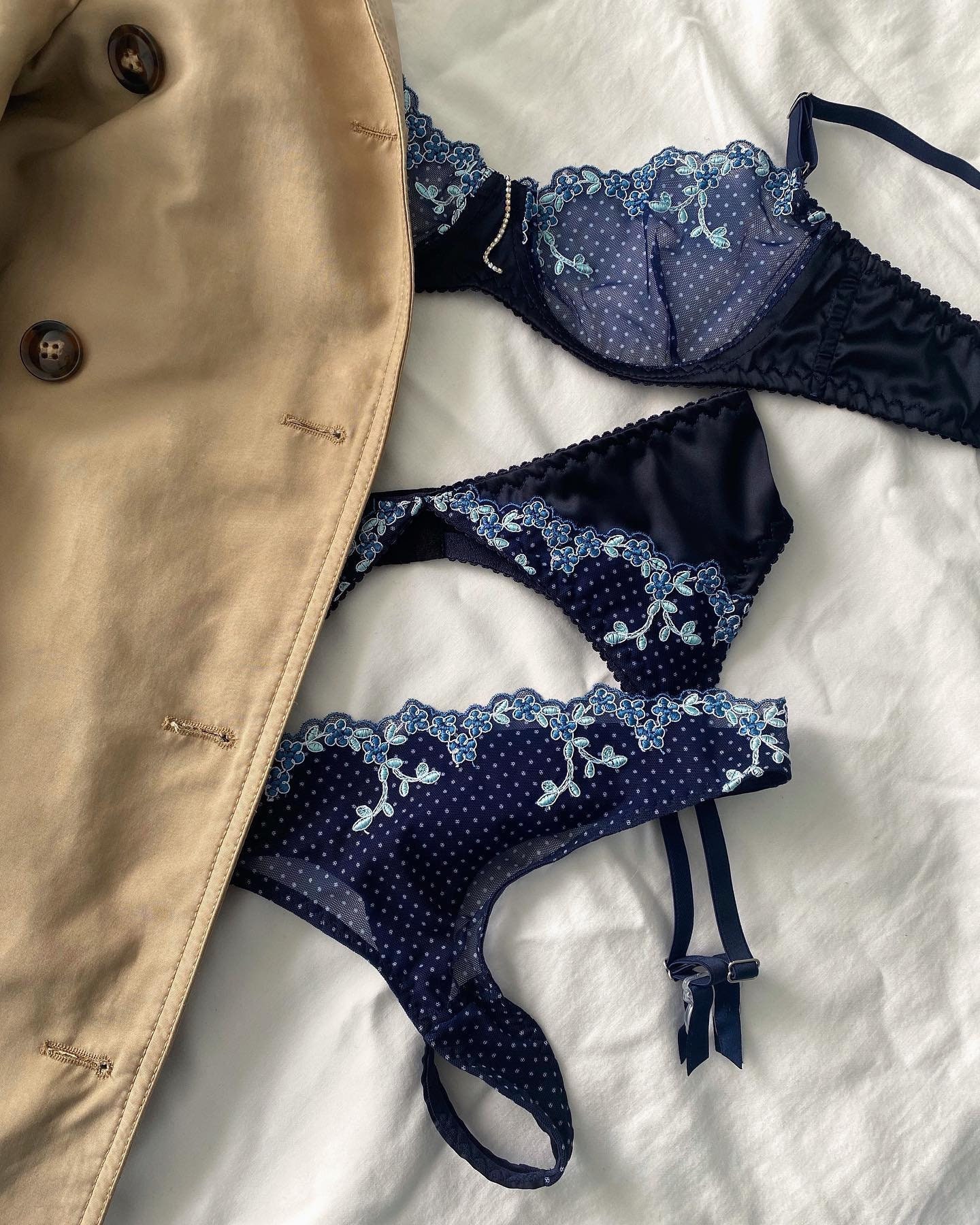 Lace Lingerie Set Blue Lace Lingerie Floral Lingerie Set - Etsy