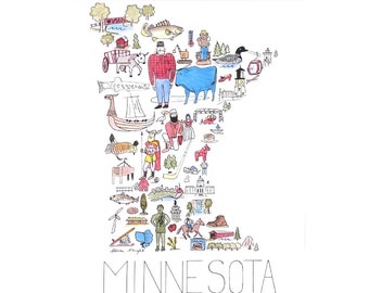 Minnesota Map Art | Etsy