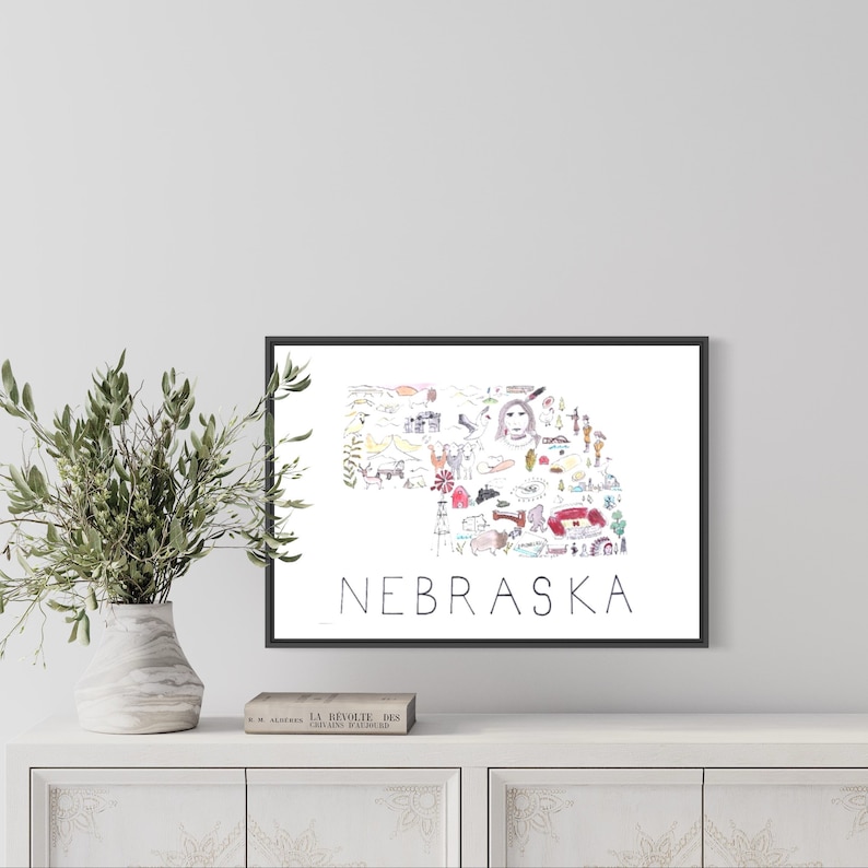 Nebraska Map Art Omaha NE Map Art State Map Travel Poster Nebraska ...