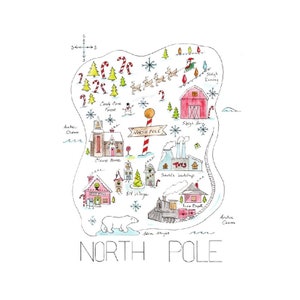 North Pole Map Color 11x14, Map Art, Downtown North Pole Map, Street ...