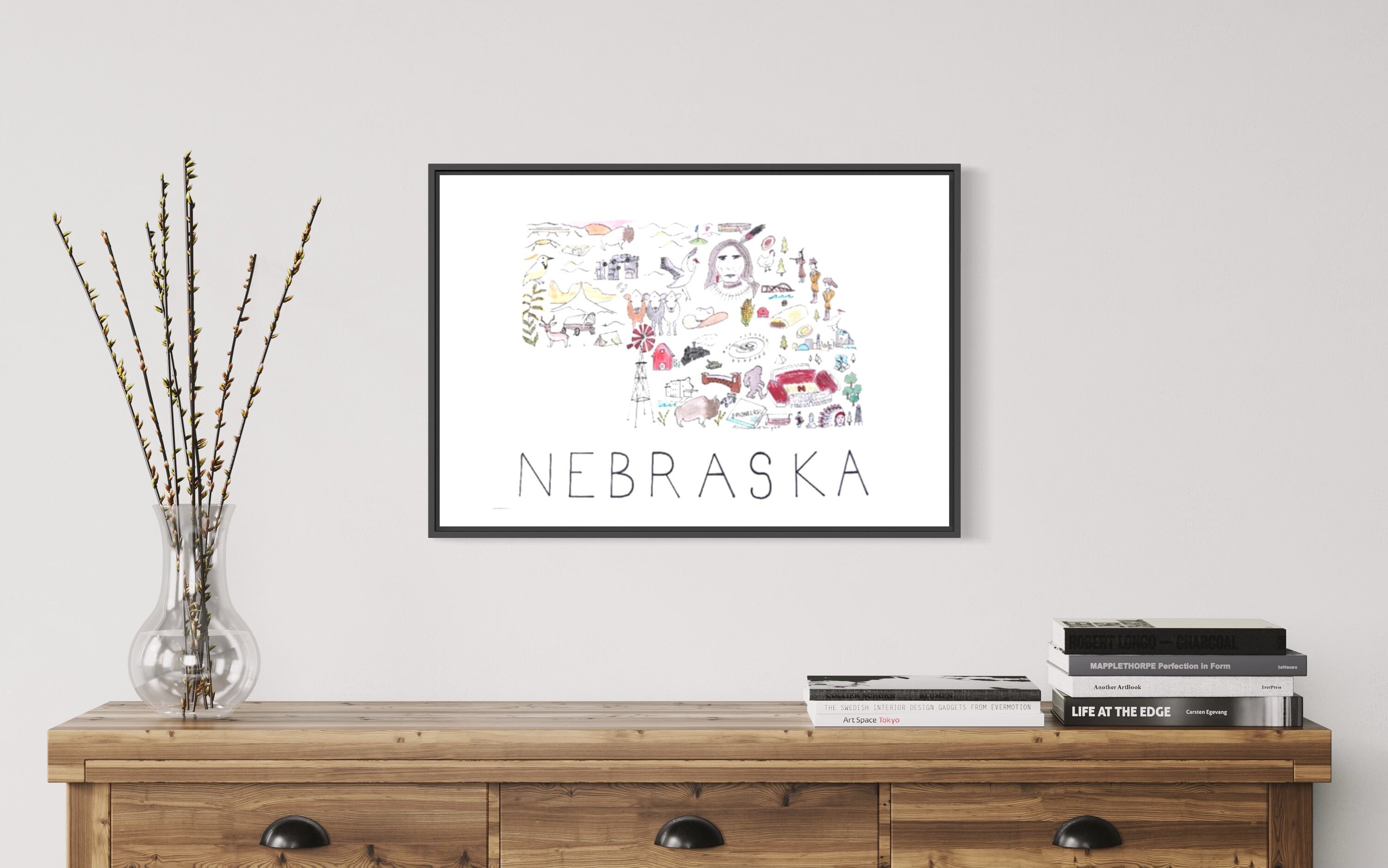 Nebraska Map Art Omaha NE Map Art State Map Travel Poster Nebraska ...