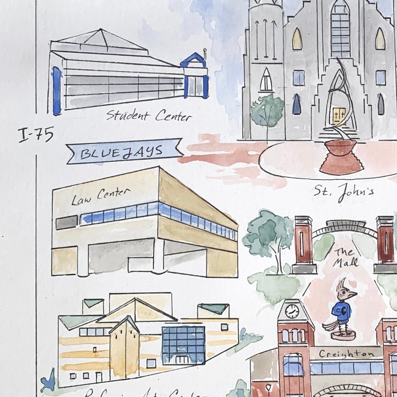 Creighton University Map Color Print, Omaha Nebraska Map, Map Art 11x14 ...