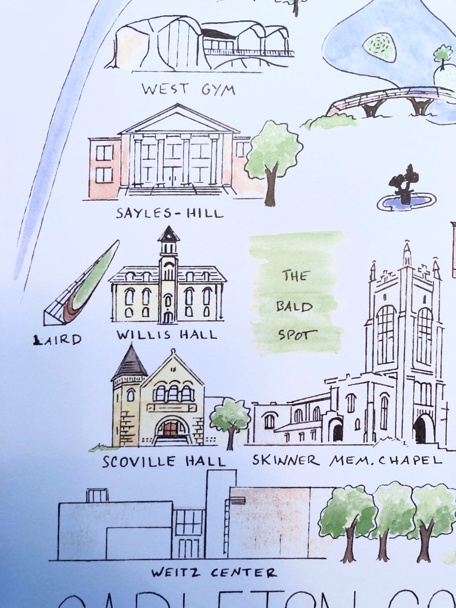 Carleton College Map Color Print, Northfield Minnesota Map, Map Art - Etsy