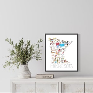 Minnesota Map Art Minneapolis St Paul MN Map Art State Map Travel ...