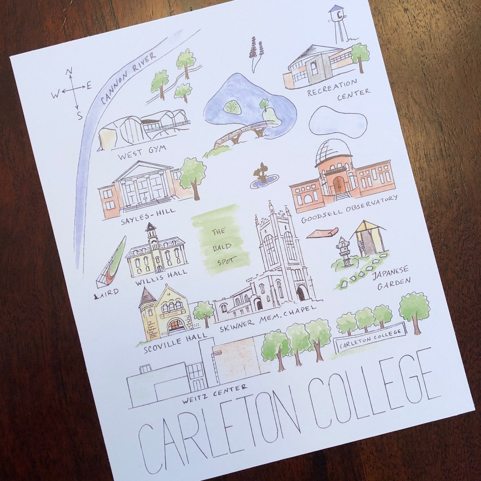 Carleton College Map Color Print, Northfield Minnesota Map, Map Art - Etsy