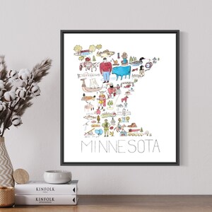 Minnesota Map Art Minneapolis St Paul MN Map Art State Map Travel ...