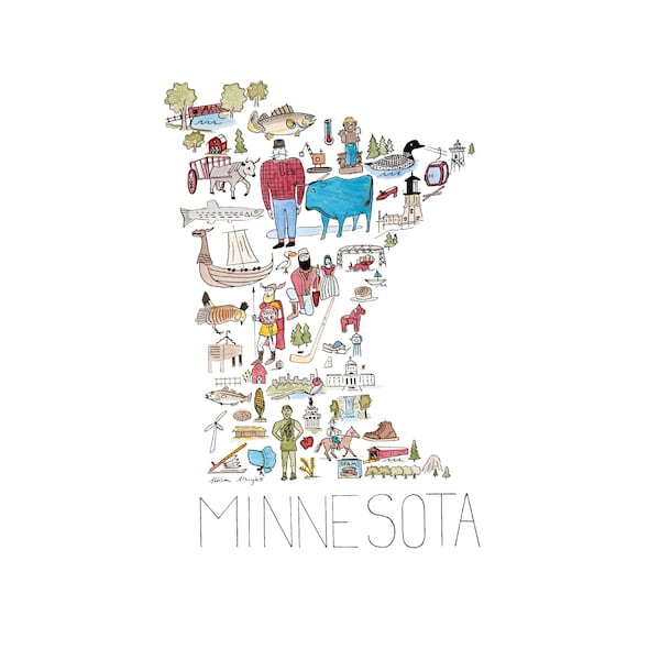 Minnesota Map Art - Etsy