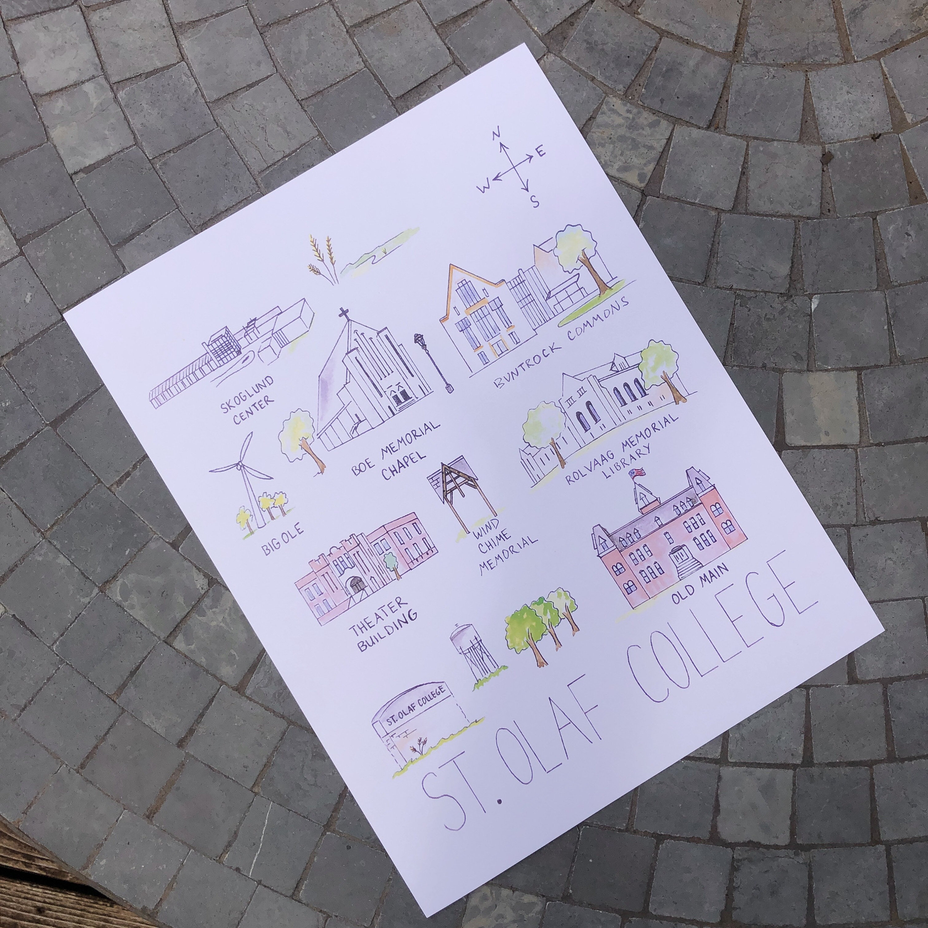 St. Olaf College Map Color Print, Northfield Minnesota Map, Map Art - Etsy