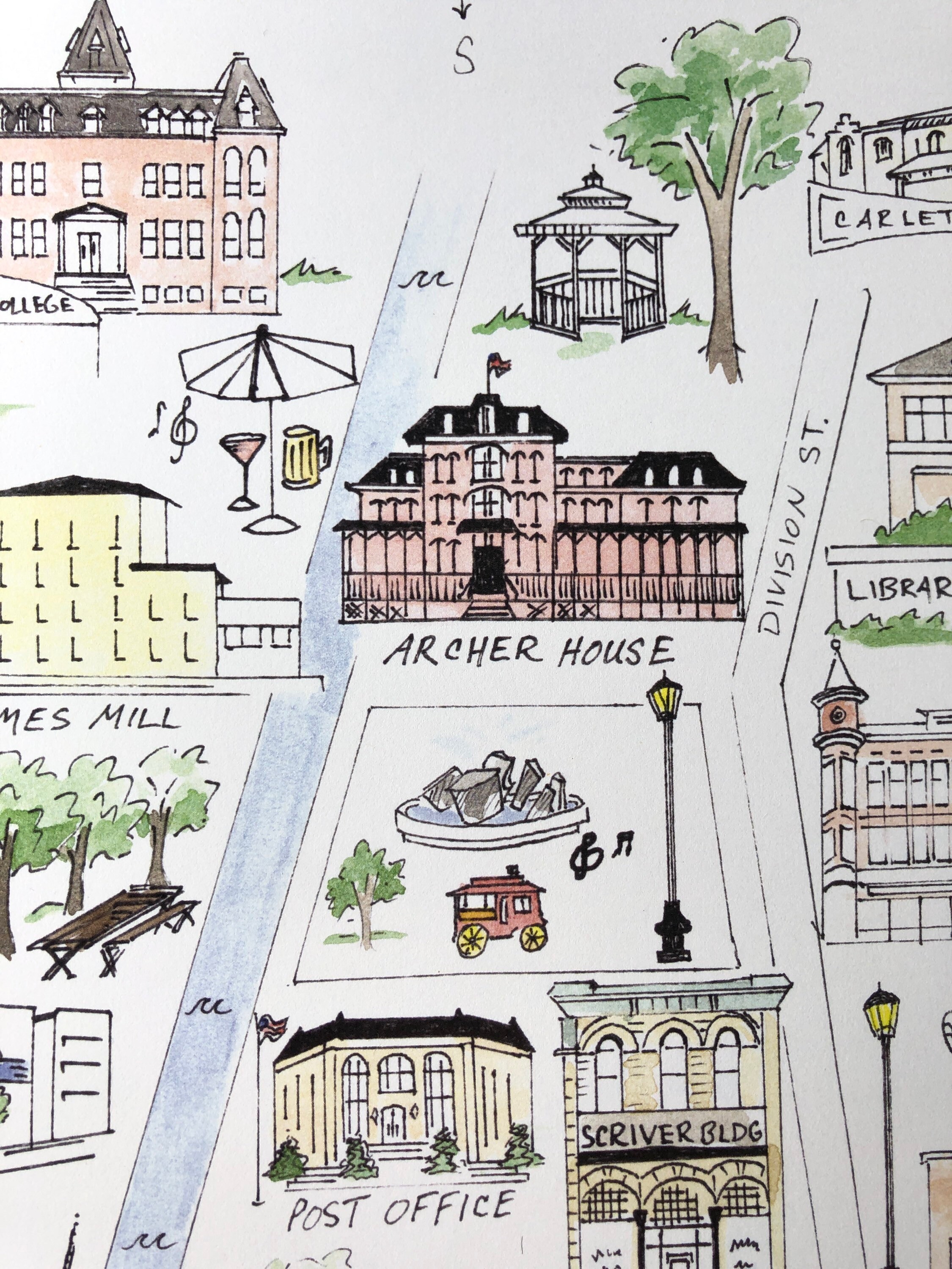 Northfield Minnesota Map Color 11x14, Map Art, Downtown Northfield MN ...