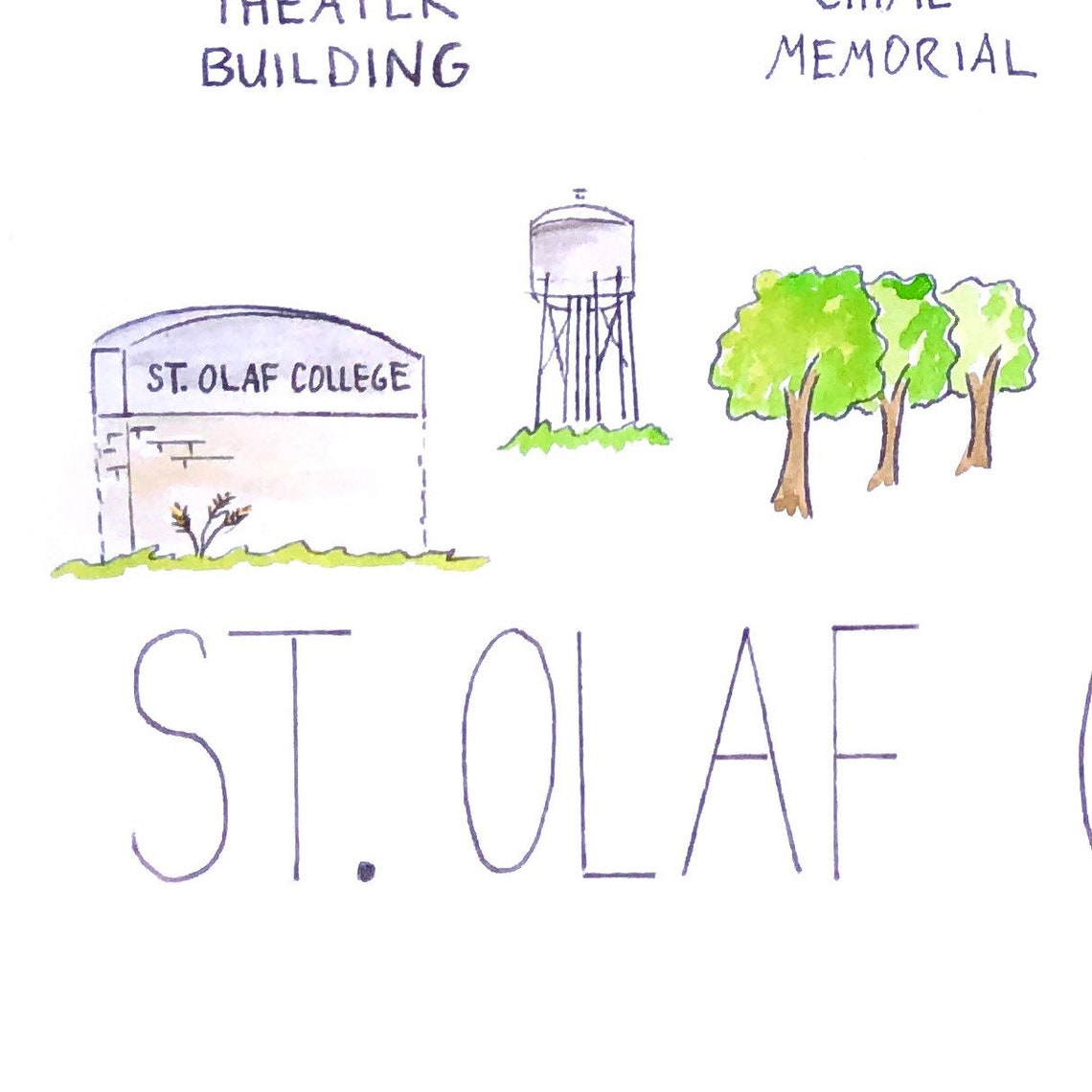 St. Olaf College Map Color Print, Northfield Minnesota Map, Map Art - Etsy