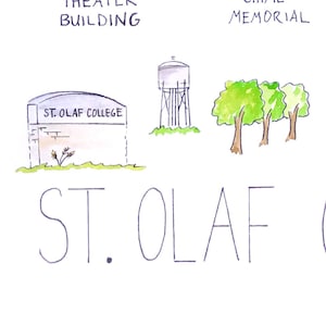 St. Olaf College Map Color Print, Northfield Minnesota Map, Map Art - Etsy