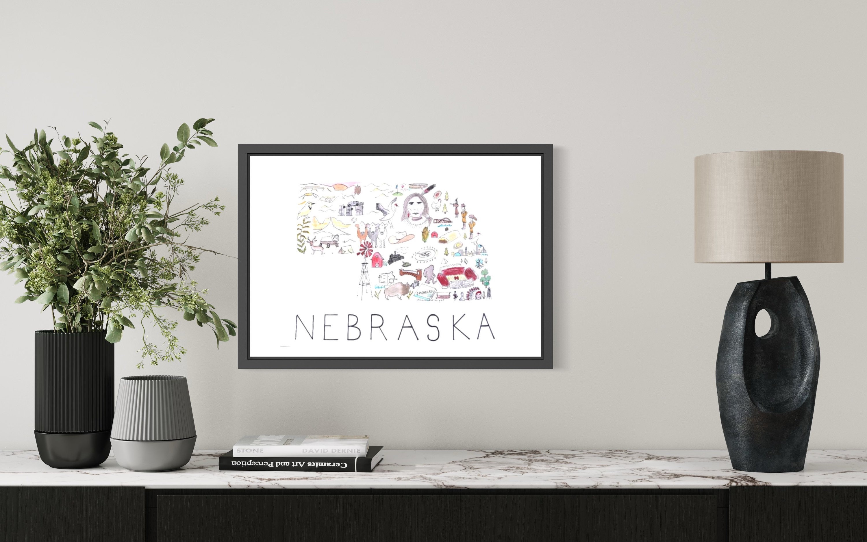 Nebraska Map Art Omaha NE Map Art State Map Travel Poster Nebraska ...