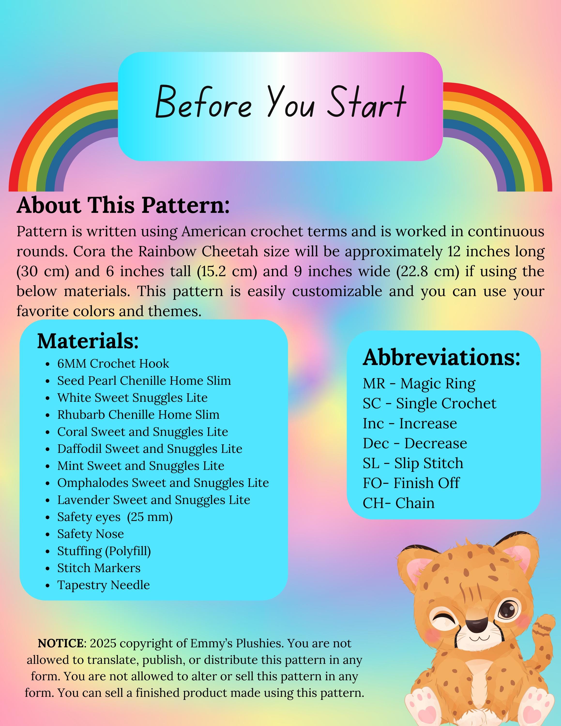 CHEETAH Crochet Pattern 3-in-1 Beginner Cute Amigurumi Plushie - PDF ...