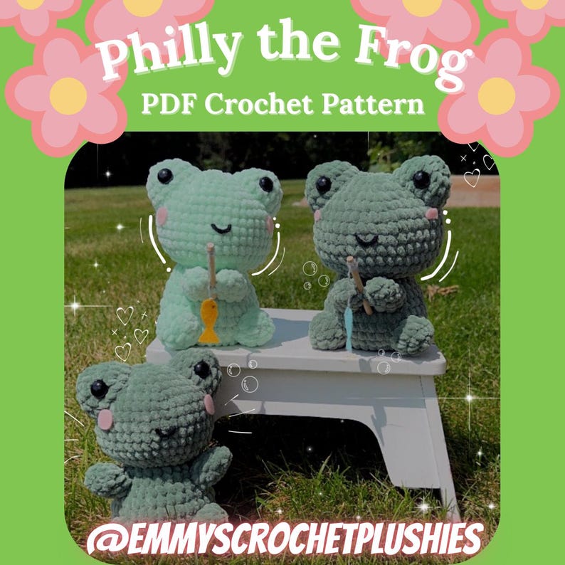 FROG Crochet Pattern Cute Amigurumi Plushie - 3 in 1 PDF Philly the Fishing Frog - Etsy