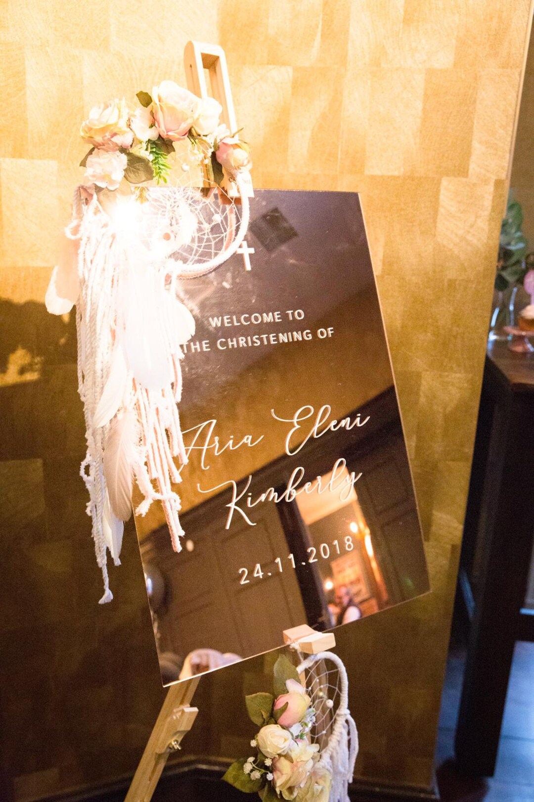 Mirrored Acrylic Perspex Personalised Welcome Sign A2 Vinyl Calligraphy ...