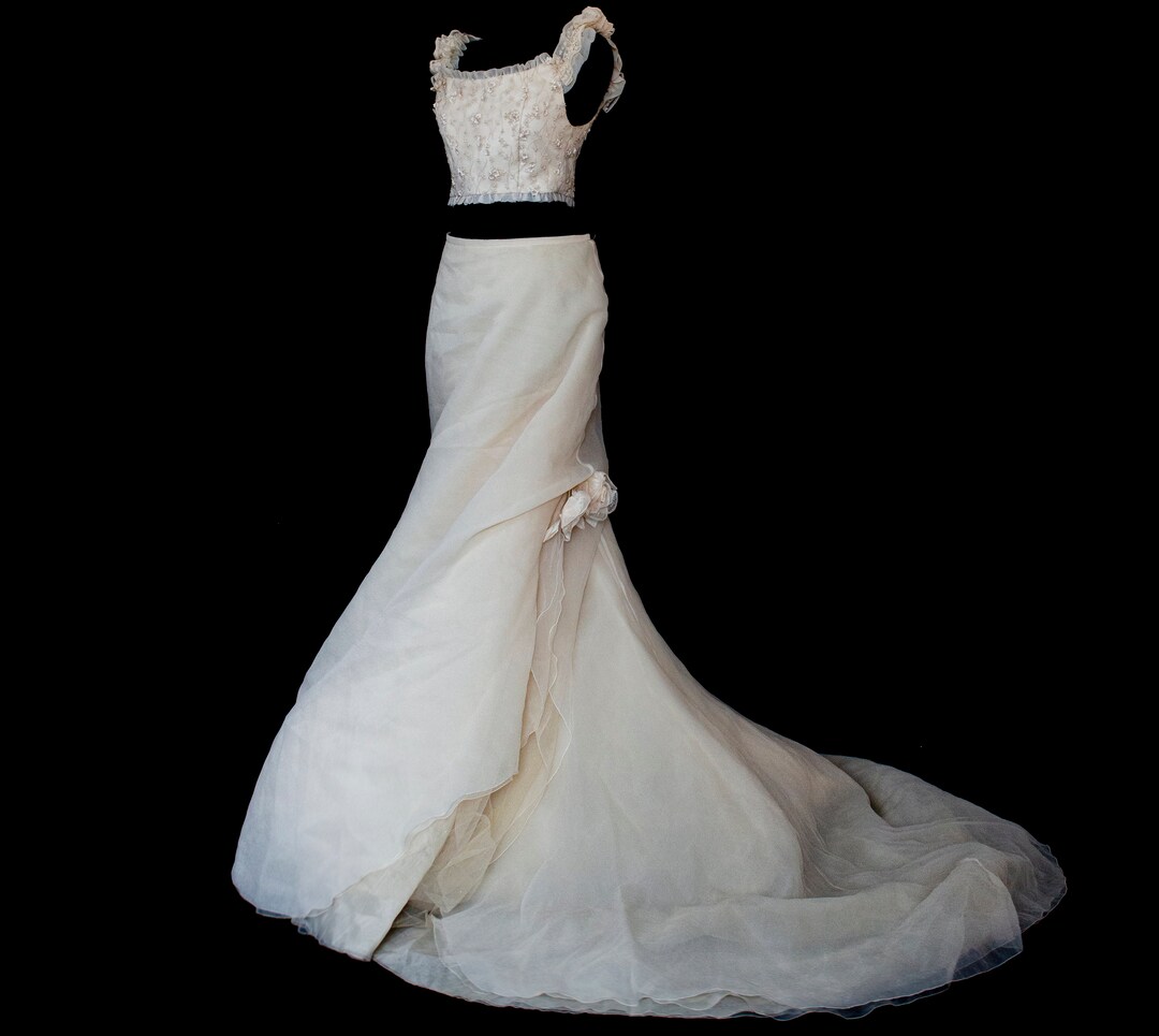 208 - Bold and Unconventional Style Vintage Crop Top Wedding Dress/two ...
