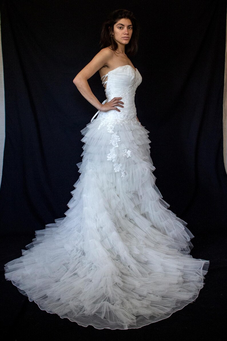 018 Vintage Tailored Wedding Dress / Lace up Tutu Wedding Dress - Etsy