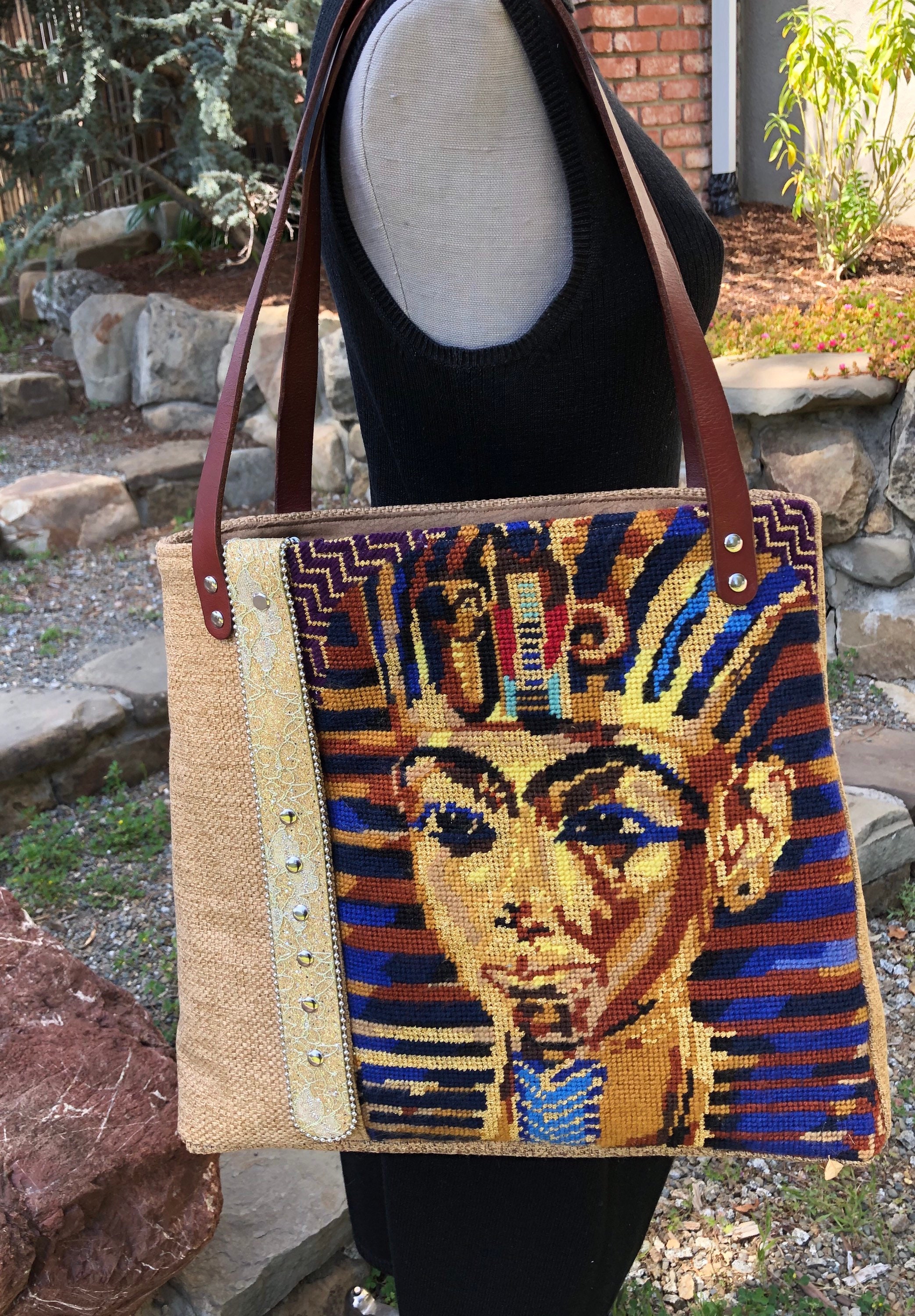 New Large Shoulder Bag Tote Egyptian Pharaoh Tutankhamen | Etsy