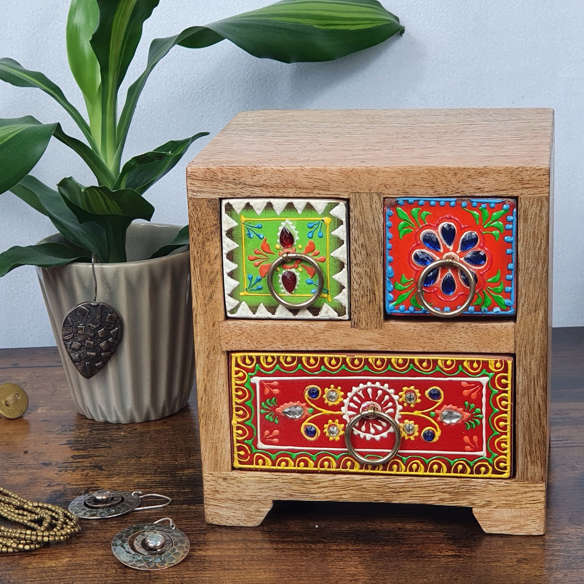 Hand Painted Wooden Jewellery Box Jewellery Chest Three | Etsy