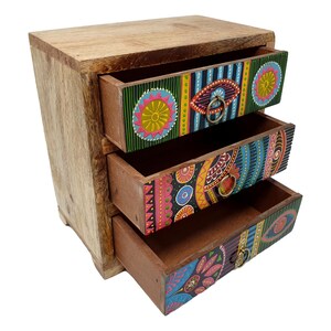 Hand Painted Wooden Jewellery Box | Jewellery Chest | Three Drawers ...
