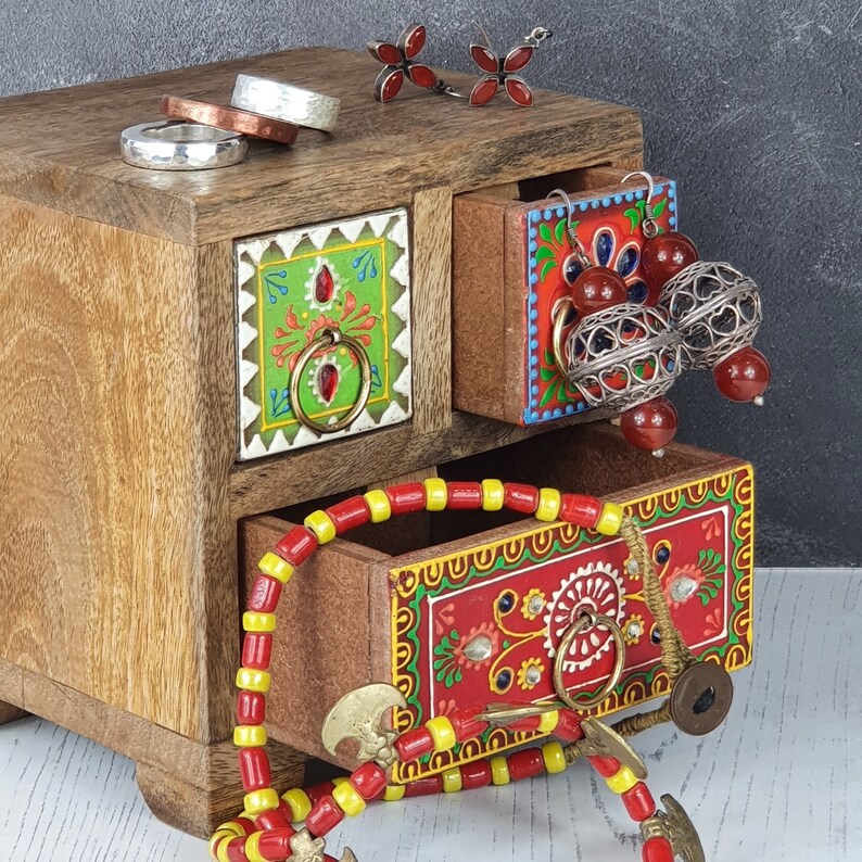Hand Painted Wooden Jewellery Box Jewellery Chest Three | Etsy