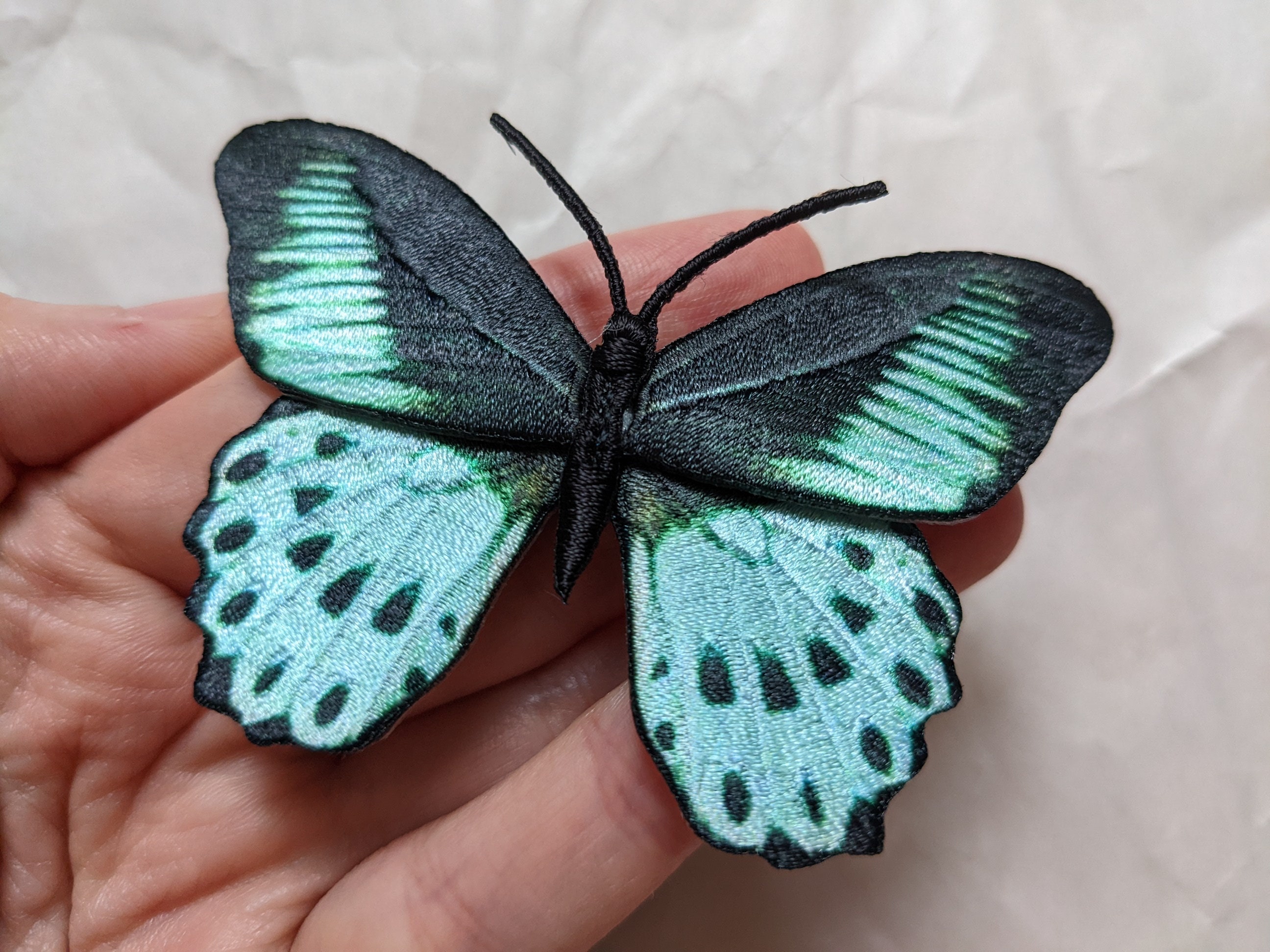 Iridescent Realistic Butterfly Embroidery Applique / High Quality Iron ...