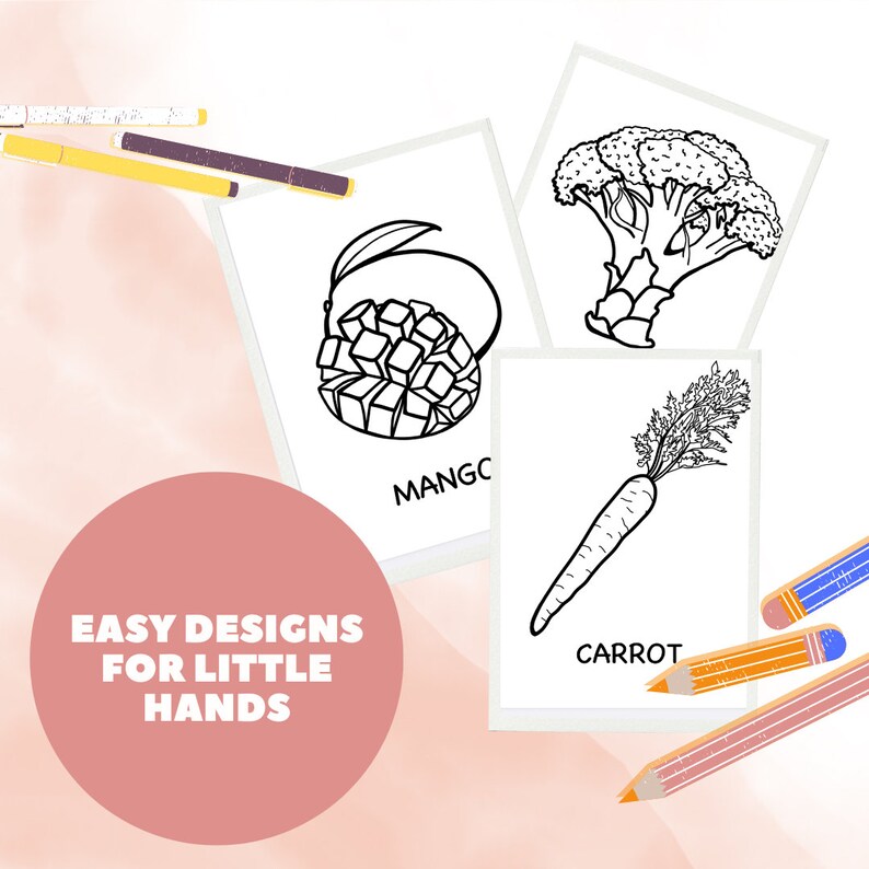 PRINTABLE Cute Fruit and Vegetable Coloring Pages | Coloring Book for ...