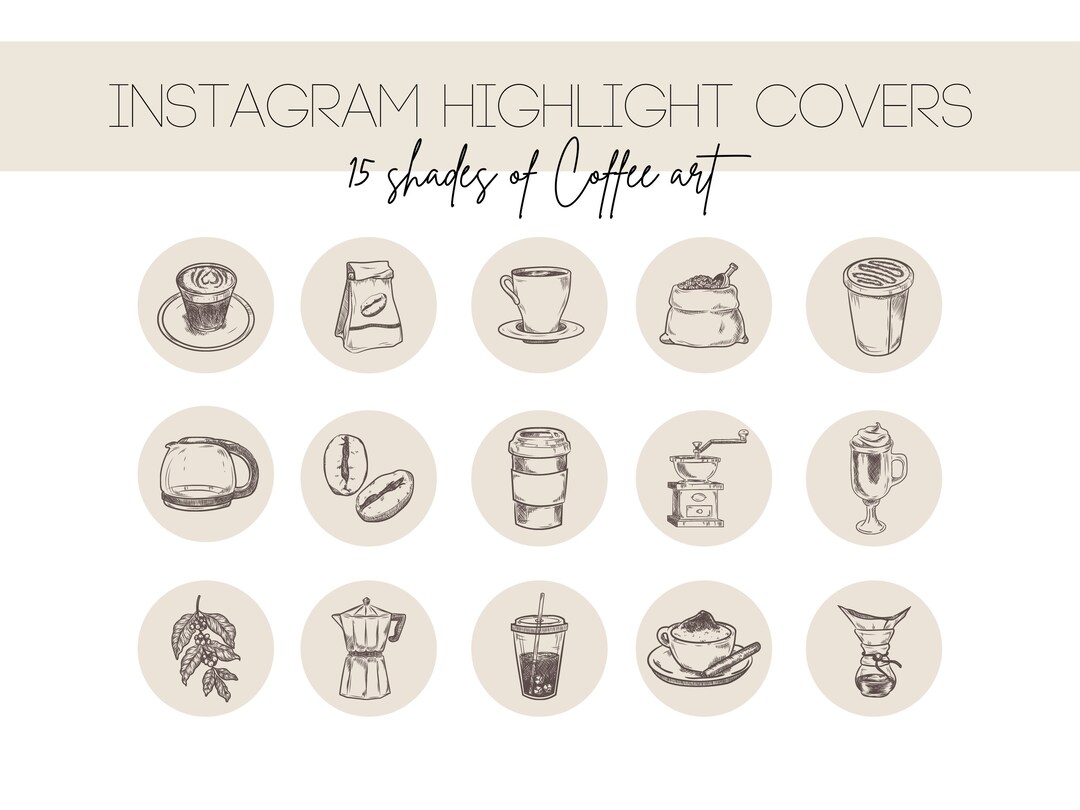 Coffee Art Instagram Highlight Icons | Beige, Brown (digital Download ...