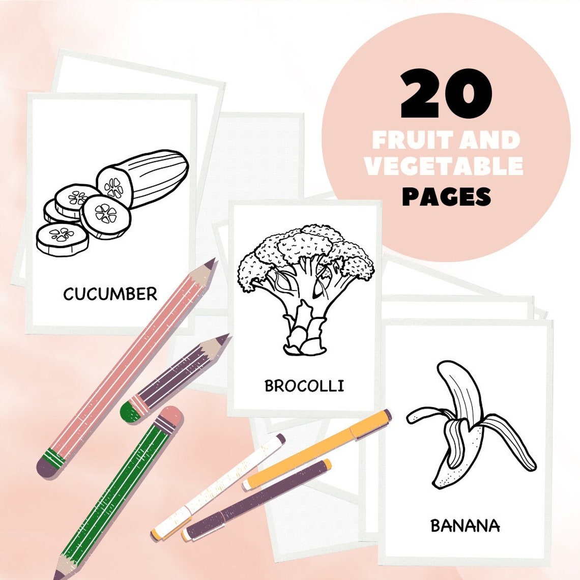 PRINTABLE Cute Fruit and Vegetable Coloring Pages | Coloring Book for ...