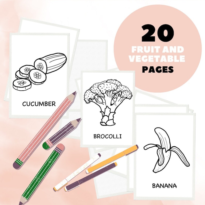 PRINTABLE Cute Fruit and Vegetable Coloring Pages | Coloring Book for ...