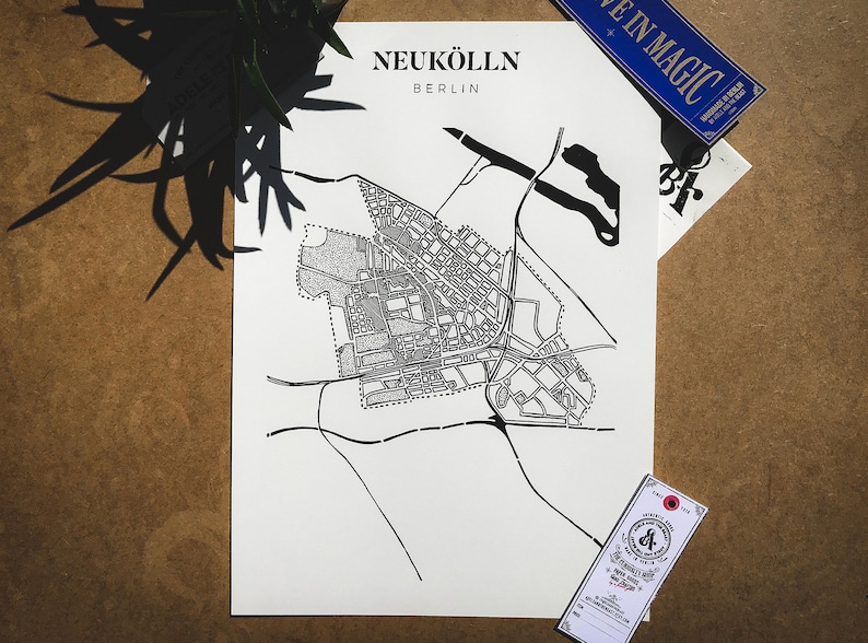 Berlin Map Neukölln Neighbourhood | Modern Wall Art | Berlin ...
