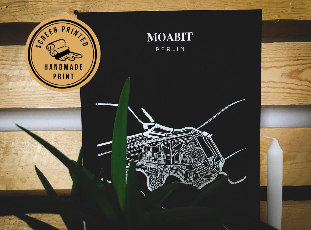 Map of Berlin Moabit Area | Minimal Wall Art | Berlin Travel Gift | Map ...