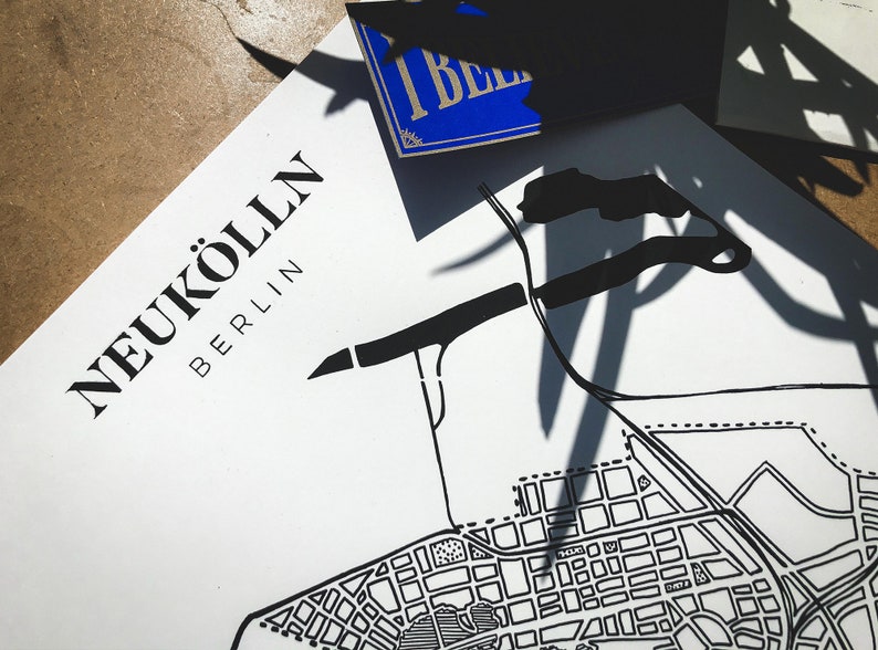 Berlin Map Neukölln Neighbourhood | Modern Wall Art | Berlin ...