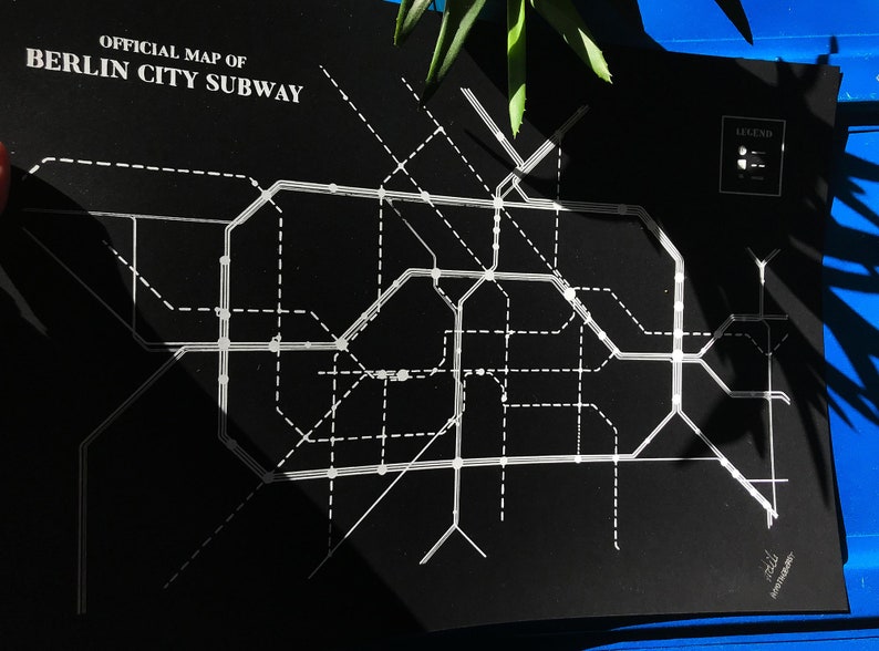 Berlin Subway Poster Map | Minimal Public Transport Blueprint | Map ...