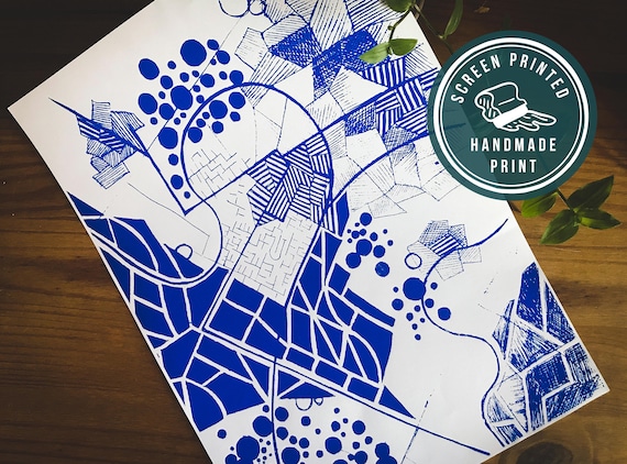 Imaginary Map Abstract Map Art Modern Wall Art Geometric | Etsy