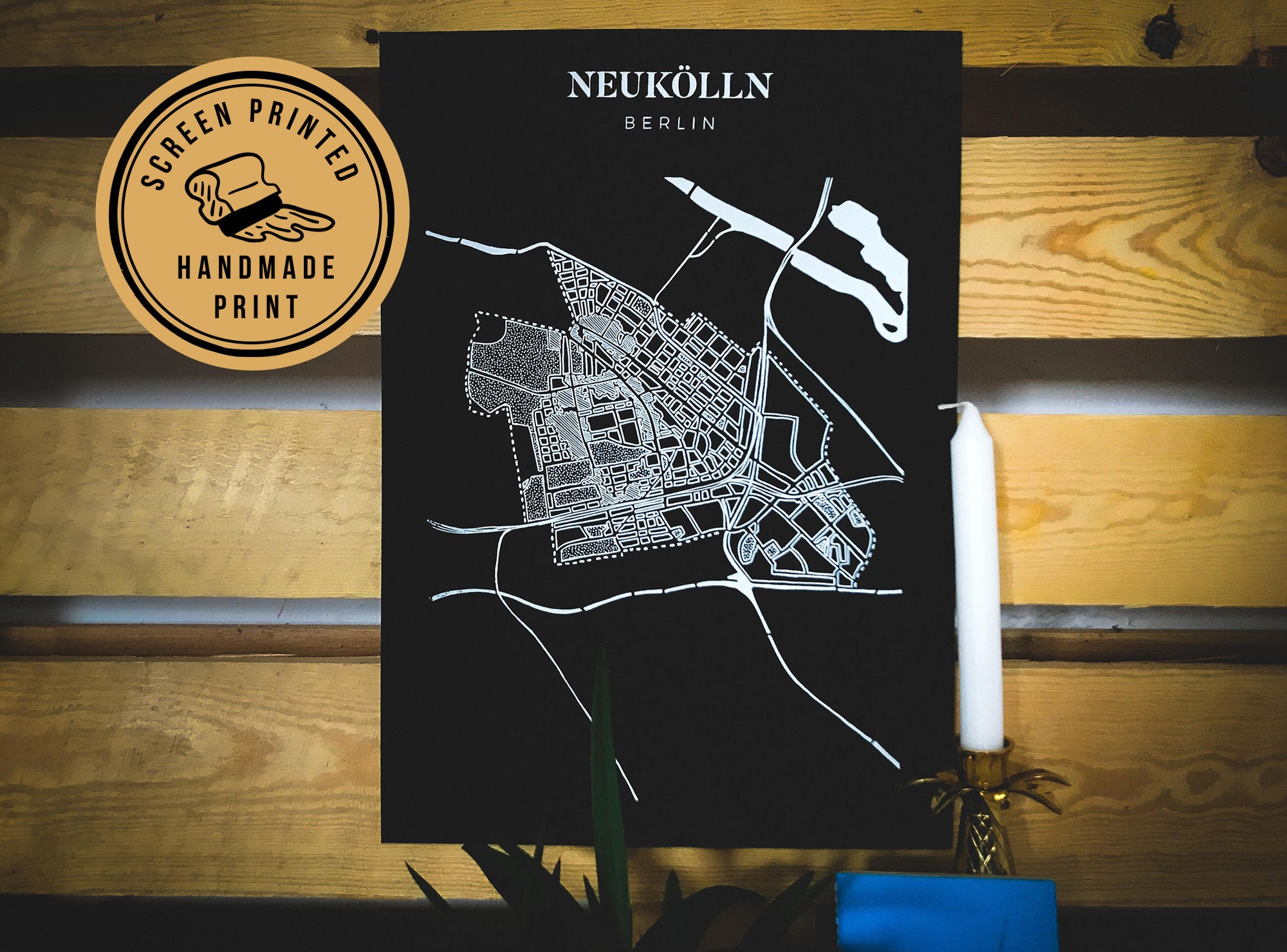 Berlin Map Neukölln Neighbourhood Modern Wall Art Berlin Cartography ...