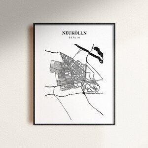 Berlin Map Neukölln Neighbourhood | Modern Wall Art | Berlin ...