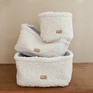 Set of Organizers/ Box Boucle – Teddy Cream- Minimalist Canvas Basket ...