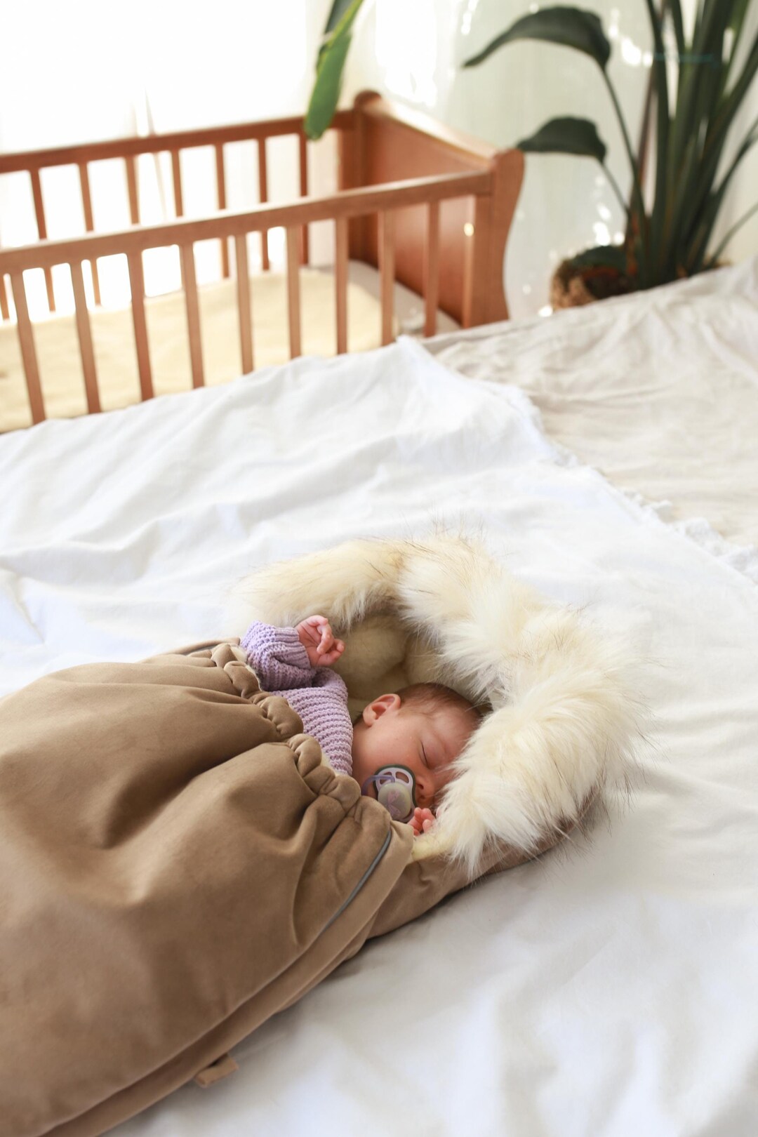 Pram Footmuff - SHEEP WOOL - Beige, Velvet Stroller Footmuff, Universal ...