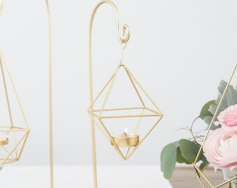 Set of 2 Small Geo Candle or Floral Centerpiecegold Metal | Etsy