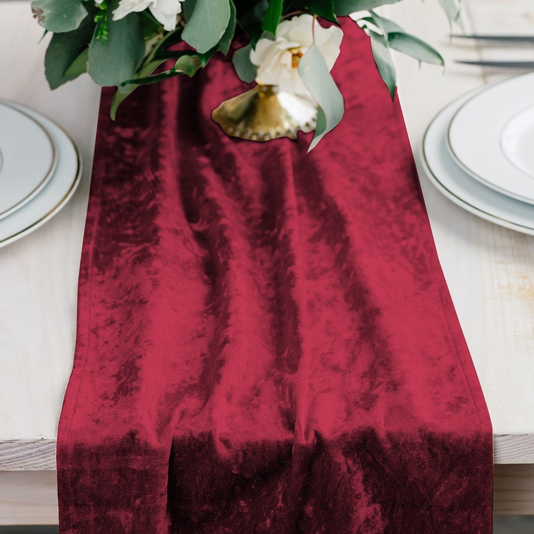 Ruby Red Burgundy Velvet Table Runner, Wedding Table Runner, Party ...