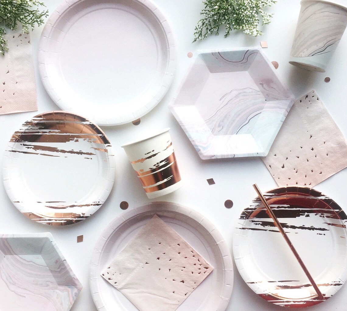 Unicorn Marble Paper Plates Marble Party Plates Unicorn - Etsy