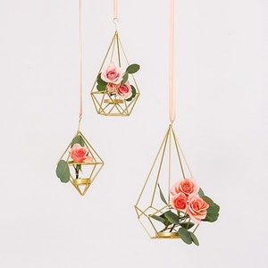 Set of 2 Tall Geo Candle or Floral Centerpiecegold Metal - Etsy