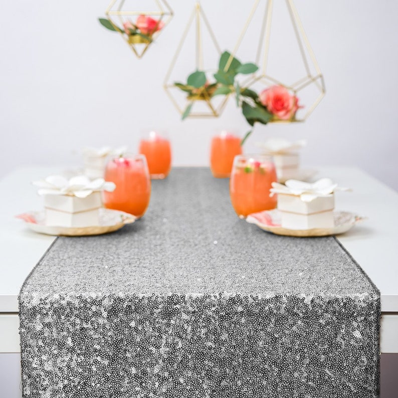 Silver Sequin Table Runner Wedding Table Runner Party Table - Etsy