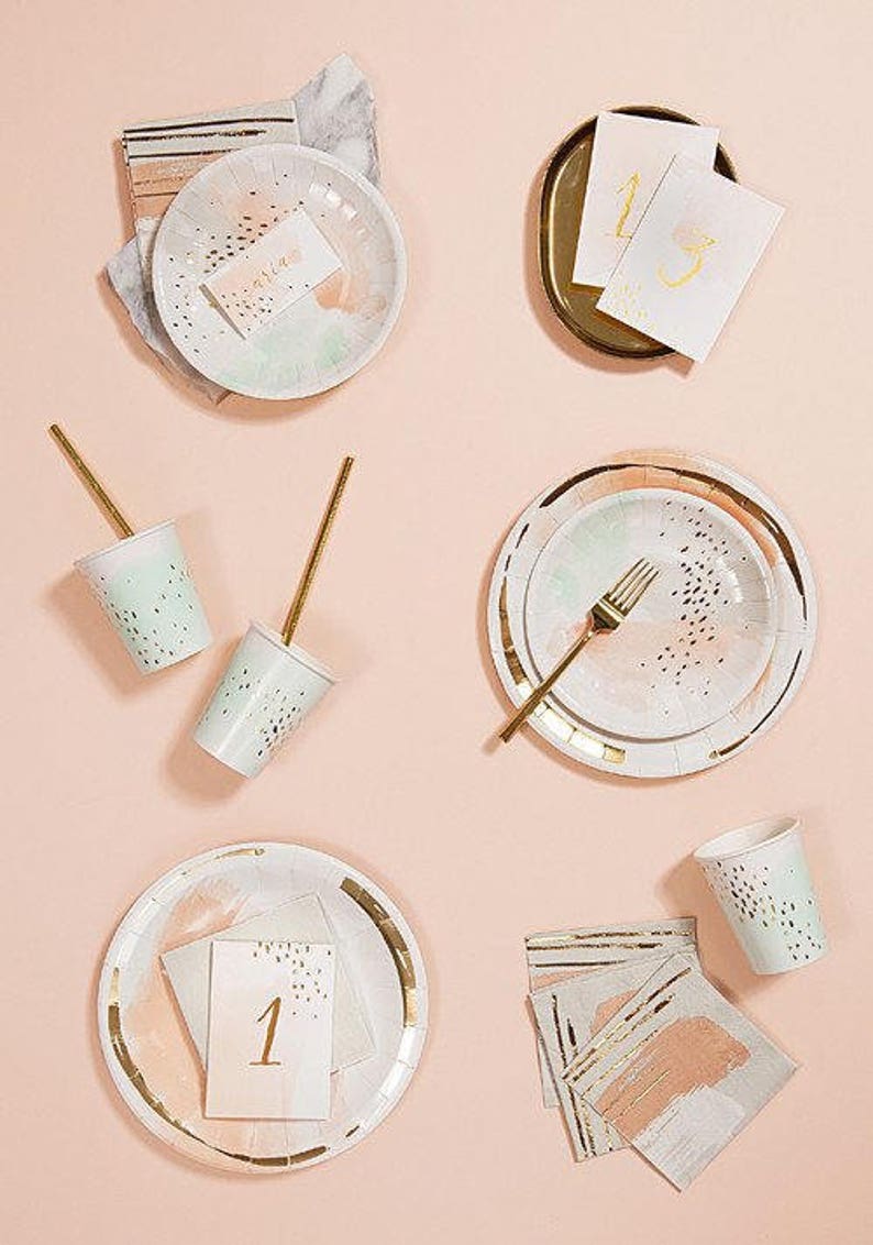 Mint and Gold Paper Cups Gold Party Cups Peach Paper Cups - Etsy Canada
