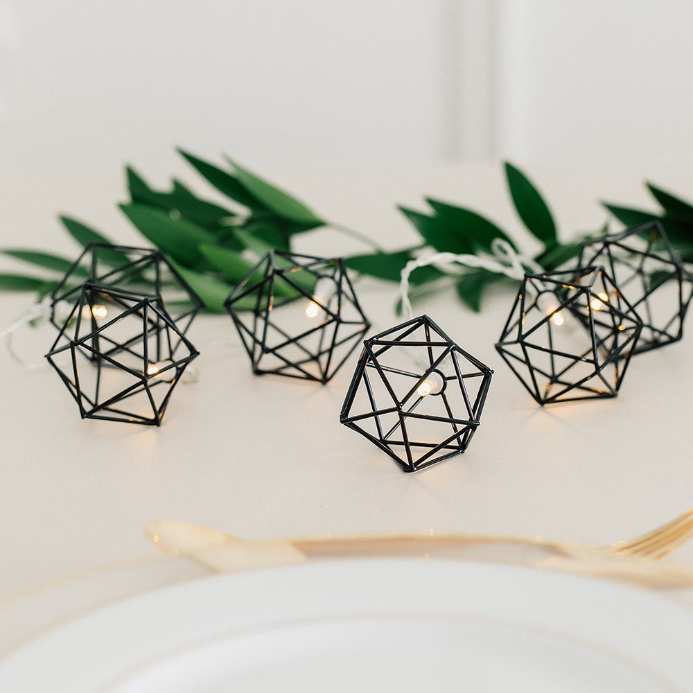 Black Modern Geo LED Party Lights Wedding Lights Twinkle | Etsy Canada
