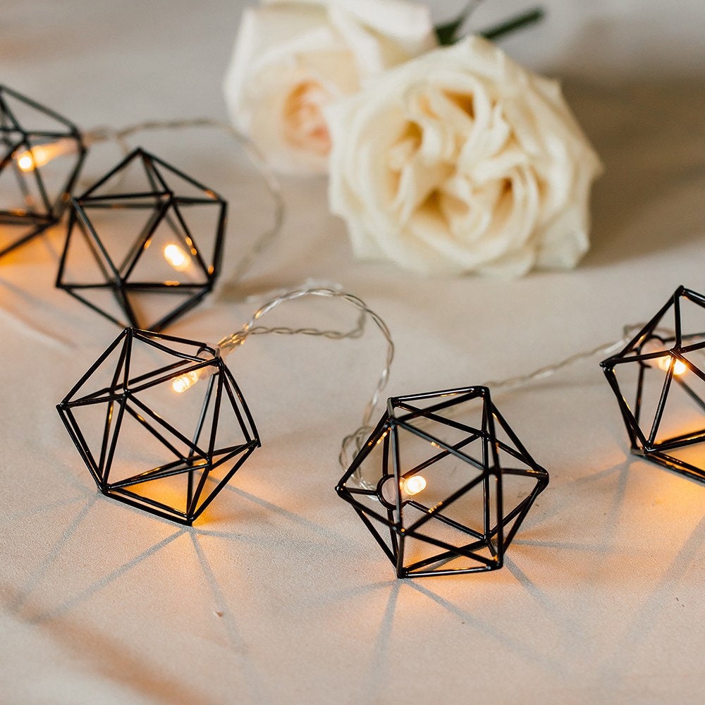 Black Modern Geo LED Party Lights Wedding Lights Twinkle - Etsy