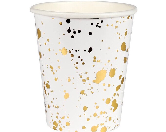 Gold Foil Soeckled Party Paper Cups, Party Cups, Fancy Party Cups ...