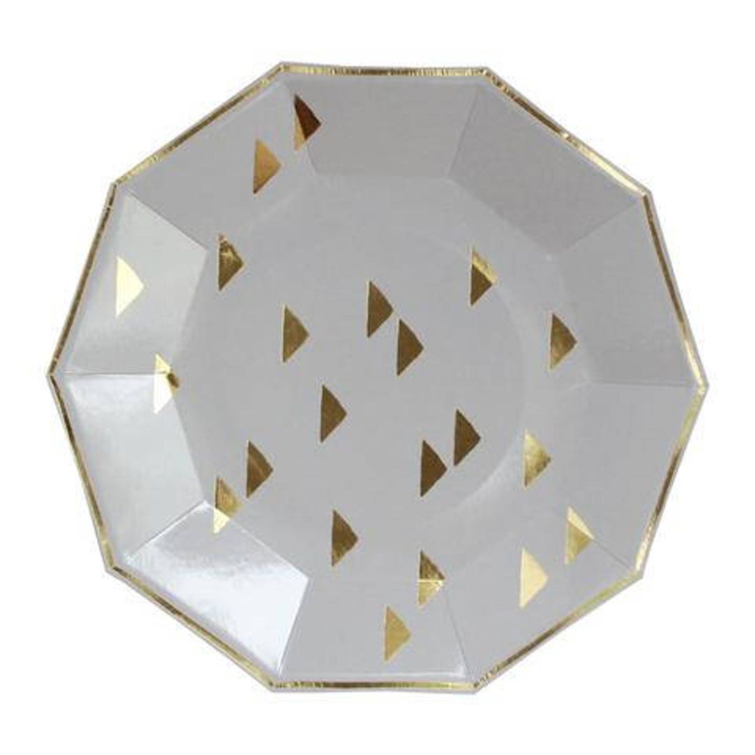 Boho Gold Foil Paper Plates, Gold Party Plates, Grey Paper Plates ...